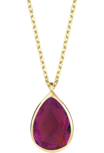 Altın Sepeti Altın Kızıl Su Damlası Kolye Altın Sepeti Altın Kızıl Su Damlası Kolye