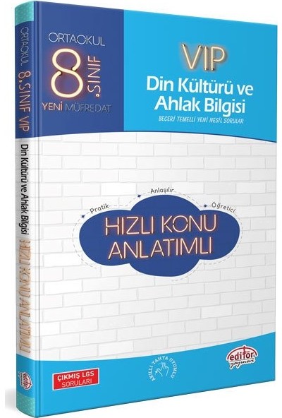 Editör Yayınları 8. Sınıf VIP Din Kültürü Ve Ahlak Bilgisi Hızlı Konu Anlatımı