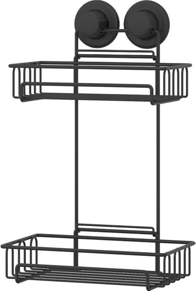 Tekno-tel Vakumlu 2 Katlı Banyo Rafı Mat Siyah DM242 Tekno-tel Vakumlu 2 Katlı Banyo Rafı Mat Siyah DM242