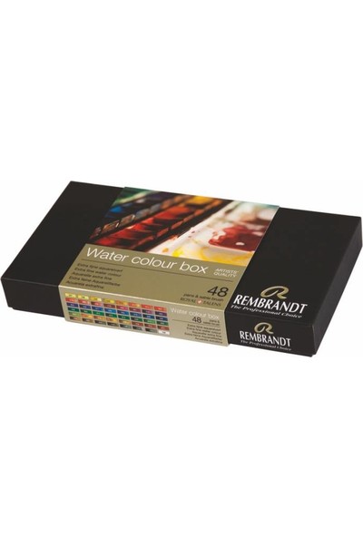 Rembrandt Profesyonel Sulu Boya Boya, Metal Teneke Set 48 Yarım Tava + 1 Fırça