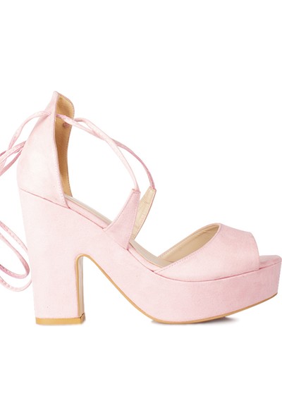 Loggalin 521913 727 Kadın Pudra Süet Platform Sandalet