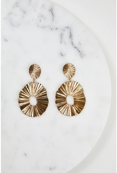 Oleg Cassini Altın Rengi Halka Abiye Küpe