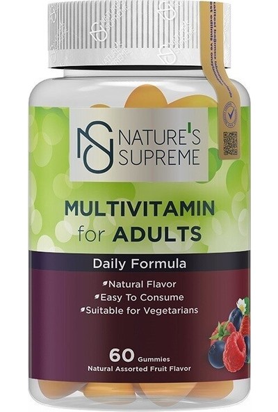Nature's Supreme Multivitamin For Adults 60 Çiğnenebilir Form Nature's Supreme Multivitamin For Adults 60 Çiğnenebilir Form