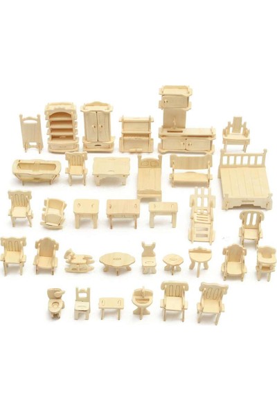 Mofy Baby 184 Parça Boyanabilir Doğal Ahşap 3D Maket Minyatür Mobilya Seti Mofy Baby 184 Parça Boyanabilir Doğal Ahşap 3D Maket Minyatür Mobilya Seti