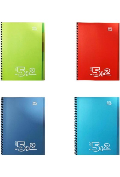 Gıpta Notes Spiralli 5 Kareli + 2 Çizgili Ayraçlı Defter 180 Yp. A4 Gıpta Notes Spiralli 5 Kareli + 2 Çizgili Ayraçlı Defter 180 Yp. A4