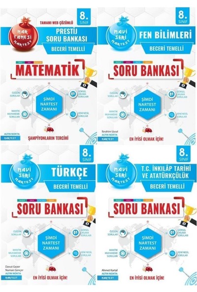 Nartest Yayınevi 8.sınıf Lgs Mavi Seri 4'lü Soru Bankası Seti