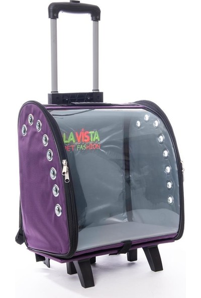Lavista Kedi Köpek Çekçekli Kale Valizi Mor