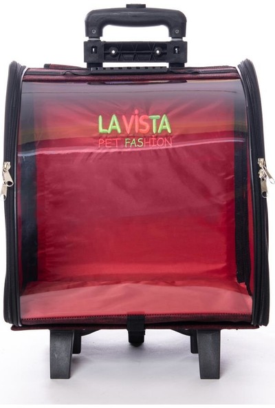 Lavista Kedi Köpek Çekçekli Kale Valizi Kırmızı