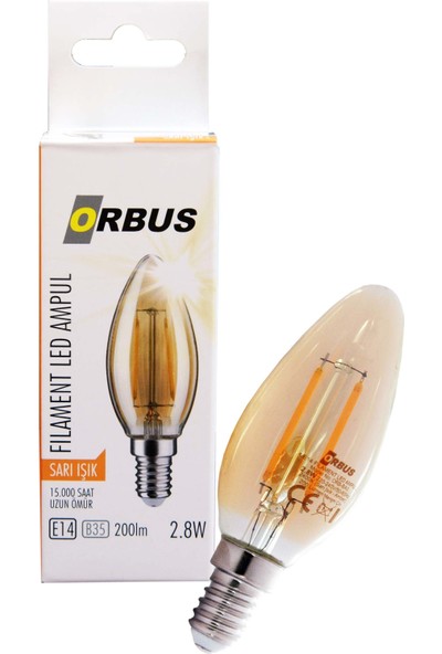 Orbus Dekoratif Rustik Mum Ampul E14 Amber 4W Orbus Dekoratif Rustik Mum Ampul E14 Amber 4W