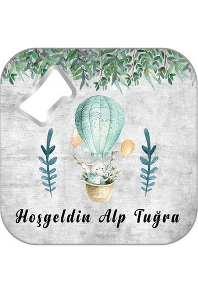 Kalbim Şekerleme Hoşgeldin Bebek Fil Temalı Kare Magnet Açacak - 20 Adet Kalbim Şekerleme Hoşgeldin Bebek Fil Temalı Kare Magnet Açacak - 20 Adet
