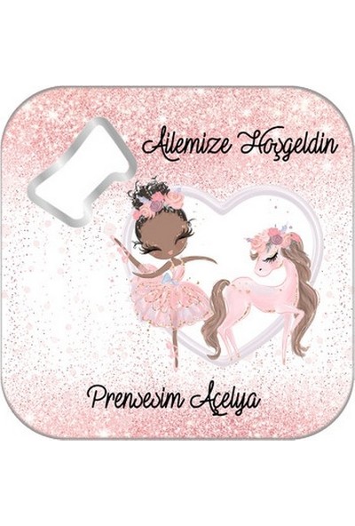 Kalbim Şekerleme Balerin ve Pembe Unicorn Temalı Kare Magnet Açacak - 20 Adet Kalbim Şekerleme Balerin ve Pembe Unicorn Temalı Kare Magnet Açacak - 20 Adet