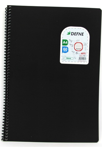 Defne Nova A4 60 Yaprak Kareli Spiralli Plastik Kapak Defne Nova A4 60 Yaprak Kareli Spiralli Plastik Kapak