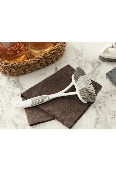 Madame Coco Graque Lavabo ve Küvet Fırçası - Beyaz / Gri