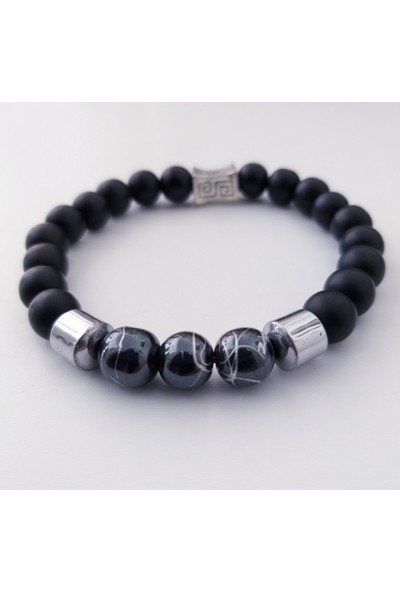 Funny Takı Parlak ve Desenli Hematit Doğaltaşlı Bileklik