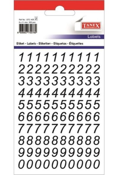 Tanex STC-405 Rakam Etiketi 8 x 11 mm 200'Lü