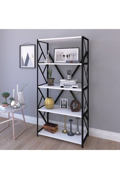 Çalışkan Home 5 Beyaz Raflı Metal Kitaplık Çalışkan Home 5 Beyaz Raflı Metal Kitaplık