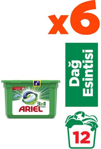 Ariel Jel Kapsül 12'li Dağ Esintisi 6'lı Set
