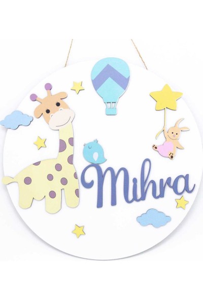 Meşgalem Zürafa Temalı Hayvanlar Ahşap Çocuk Kapı Süsü Meşgalem Zürafa Temalı Hayvanlar Ahşap Çocuk Kapı Süsü