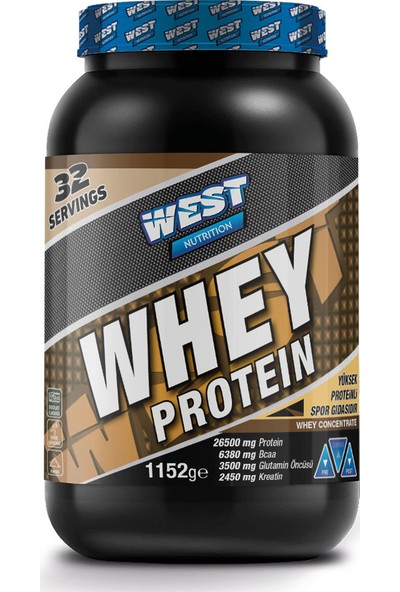 West Nutrition Whey Protein Tozu 1152 Gram 32 Servis Çikolata Aromalı West Nutrition Whey Protein Tozu 1152 Gram 32 Servis Çikolata Aromalı