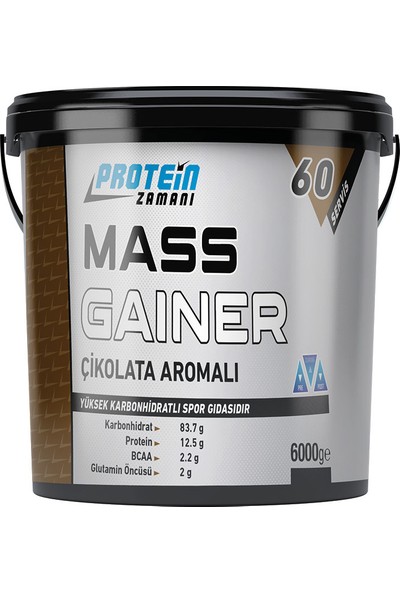 Protein Zamanı Mass Gainer Karbonhidrat Tozu 6000 gr 60 Servis Çikolata Aromalı + Shaker Protein Zamanı Mass Gainer Karbonhidrat Tozu 6000 gr 60 Servis Çikolata Aromalı + Shaker