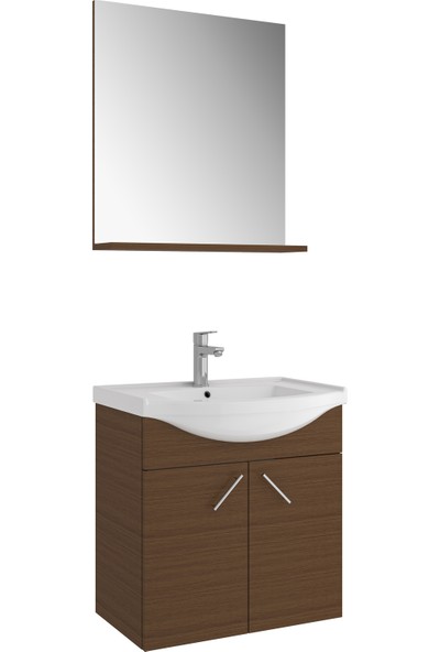 Kale Mılena 65 cm Italyan Ceviz Set: Optimum Lavabo + Lavabo Dolabı Etajer Ayna Kale Mılena 65 cm Italyan Ceviz Set: Optimum Lavabo + Lavabo Dolabı Etajer Ayna