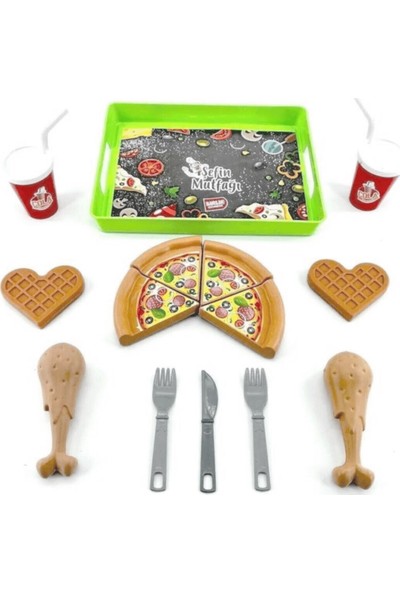 Birlik Oyuncak Pizza Waffle Tavuk Parçalı Pipetli Kola Oyuncak Yiyecek Seti Birlik Oyuncak Pizza Waffle Tavuk Parçalı Pipetli Kola Oyuncak Yiyecek Seti