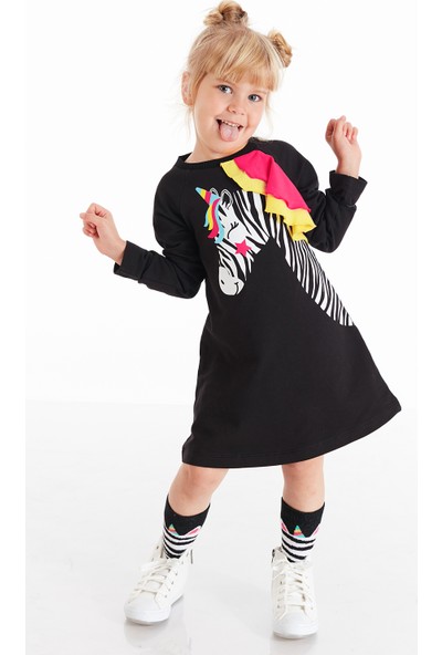 Denokids Unicorn Zebra Kız Çocuk Elbise