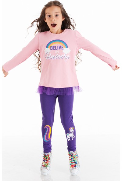 Denokids Colorfull Unicorn Kız Çocuk Tunik Takım Denokids Colorfull Unicorn Kız Çocuk Tunik Takım