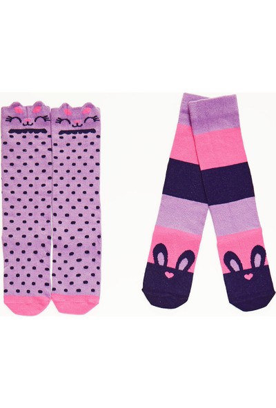 Denokids Tavşanlar Kız Çocuk Dizaltı Çorap