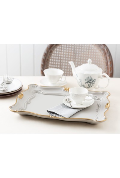 Madame Coco Camelote Varaklı Büyük Tepsi - Soft Toprak