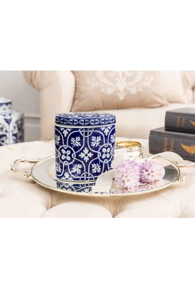 Madame Coco Strazburg Bleu Blanc Dekoratif Obje