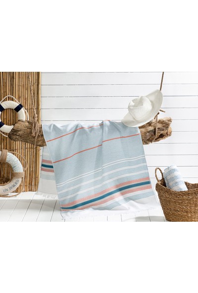 Madame Coco Nice Armürlü Plaj Havlusu - Gri / Turkuaz - 75x150 cm Madame Coco Nice Armürlü Plaj Havlusu - Gri / Turkuaz - 75x150 cm