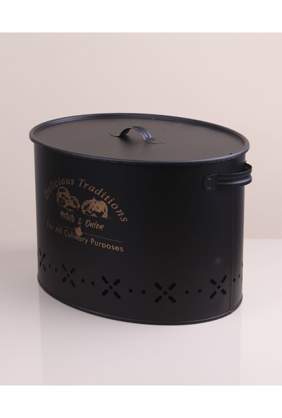 Evstyle Metal Bölmeli Patates Soğan Kovası Siyah 18 lt