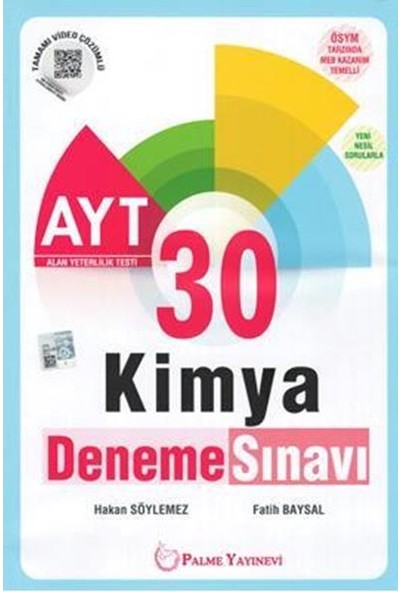 Palme YKS AYT Kimya 30 Deneme Sınavı -  Hakan Söylemez
