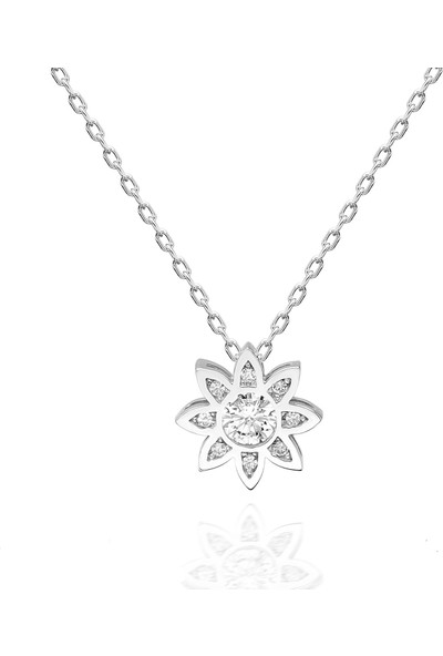 Swarovski 925 Ayar Gümüş Papatya Temalı Kolye