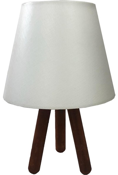 Konfora 3 Ayaklı Ahşap Beyaz Abajur