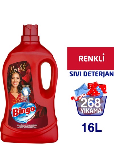 Bingo Renkli Sıvı Bakım Çamaşır Deterjanı 4 lt 4'lü Bingo Renkli Sıvı Bakım Çamaşır Deterjanı 4 lt 4'lü