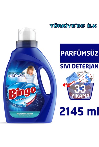 Bingo Parfümsüz Sıvı Çamaşır Deterjanı 2145 ml Bingo Parfümsüz Sıvı Çamaşır Deterjanı 2145 ml