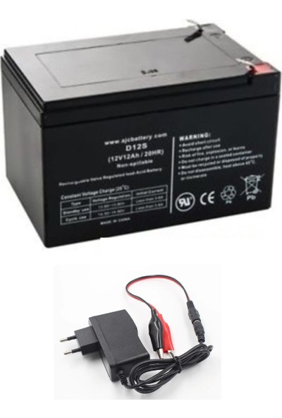 Ata Elektronik 12 Volt 12 Amper Akü + Şarj Cihazı