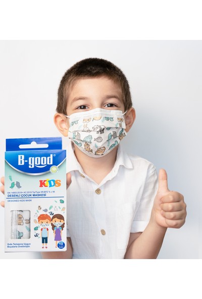 B-Good Kids Desenli Çocuk Maskesi 10'lu