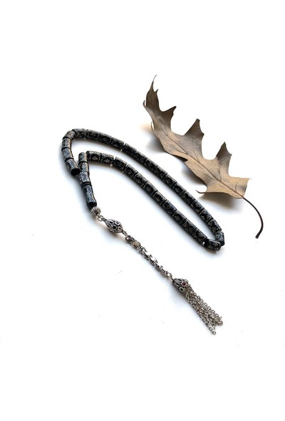 Huzur Tesbih Kabsül Kesim Gümüş Işlemeli Kuka Tesbih