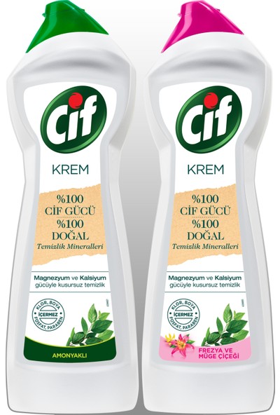 Cif Krem Amonyaklı Temizleyici 750 ml + Müge Çiçeği ve Frezya Temizleyici 750 ml 2'li Paket Cif Krem Amonyaklı Temizleyici 750 ml + Müge Çiçeği ve Frezya Temizleyici 750 ml 2'li Paket