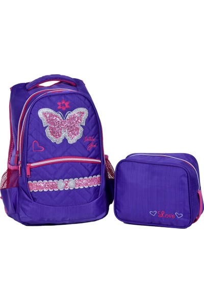 Çantaland Anaokulu ve İlkokul Beslenmeli Su Geçirmez Kız Çocuk Okul Çantası - Pembe