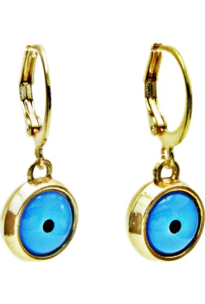 Takı Dükkanı Nazar Boncuklu Sallantılı Altın Kaplama Küpe bbb01