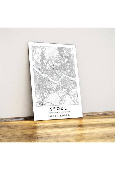 Javvuz Güney Kore Seul Harita Metal Poster