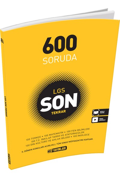 Hız Yayınları 8. Sınıf Tüm Dersler 600 Soruda Son Tekrar