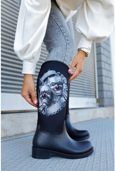 Sea Blue Kadın Freya Siyah Yağmur Çizmesi SB20333