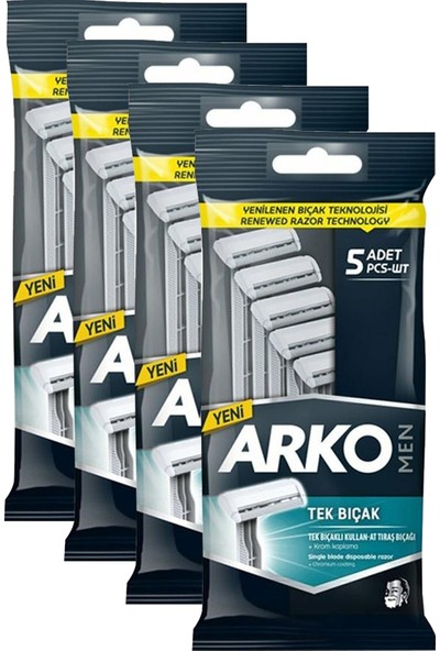 Arko Men Tıraş Bıçağı T1 5'li Tek Bıçaklı 4 Adet