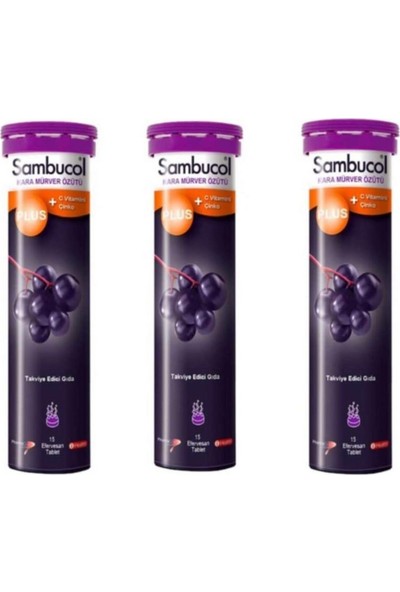 Sambucol Plus Vitamin C + Zinc 15 Efervesan Tablet 3 Adet Sambucol Plus Vitamin C + Zinc 15 Efervesan Tablet 3 Adet