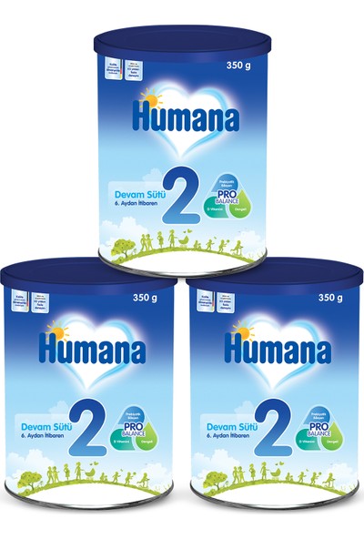 Humana 2 Metal Kutulu Devam Sütü 350 gr - 3'lü Humana 2 Metal Kutulu Devam Sütü 350 gr - 3'lü